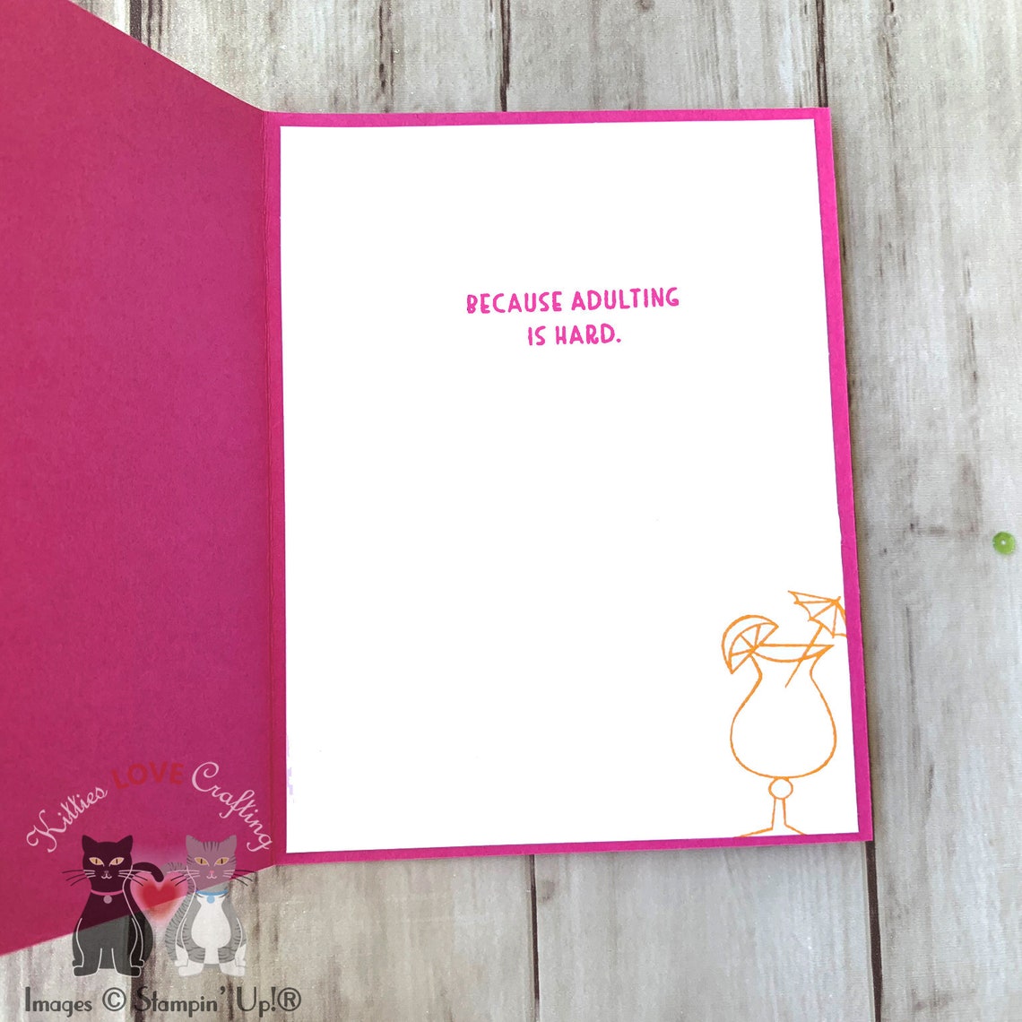 Adulting is Hard | Just Because Card | Cocktails | Bright Pink ...