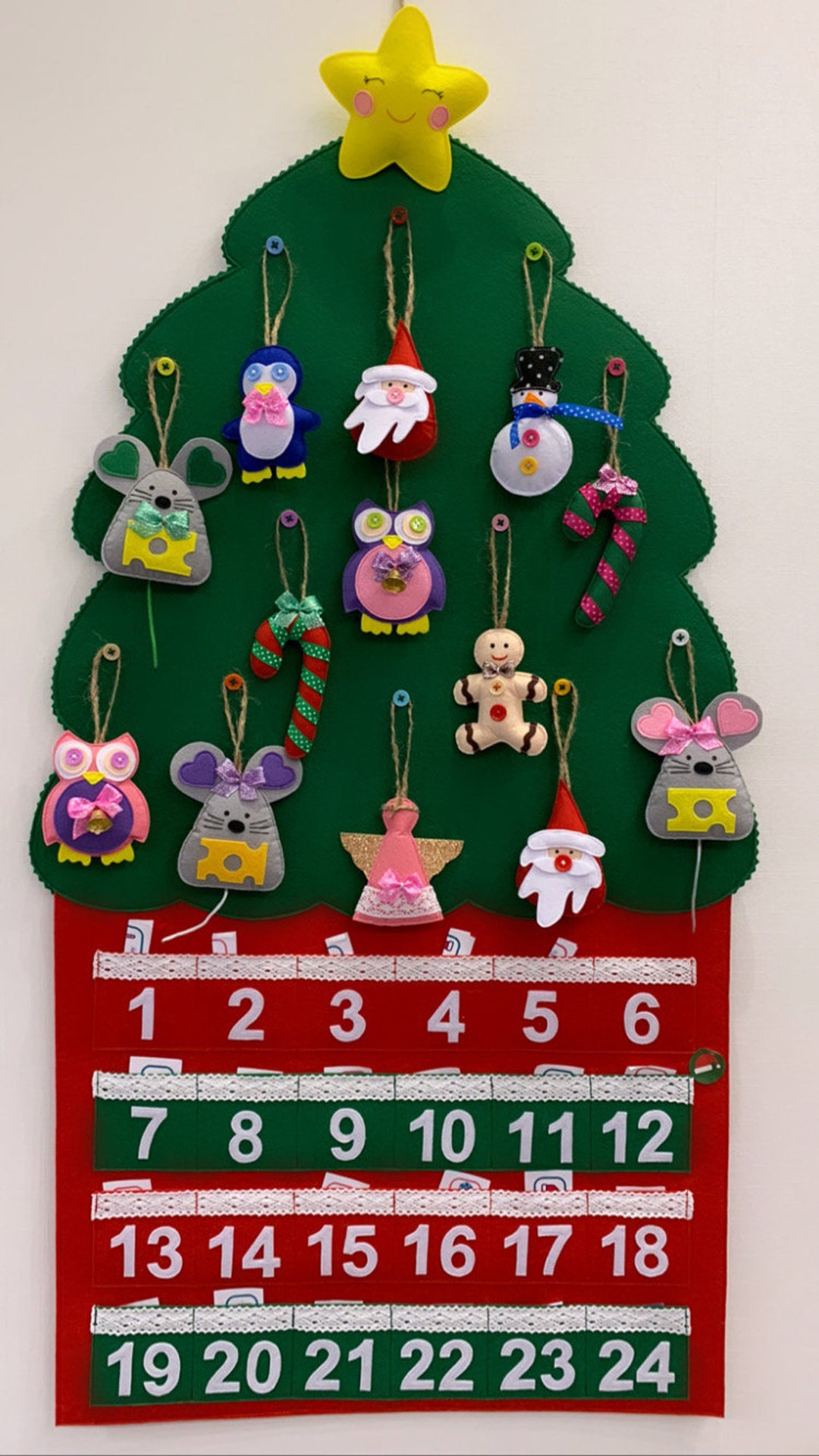 Felt Christmas Tree Advent Calendar: Handmade Holiday Decor - Etsy