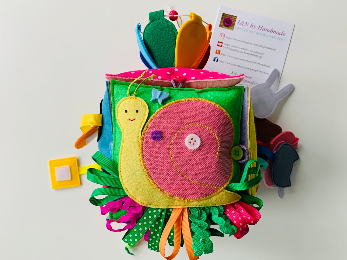 Felt sensory cube busy block for baby developing fabric toy | Etsy