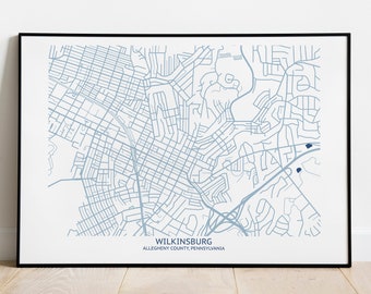 Greenfield Pittsburgh PA Map Pittsburgh Map Company - Etsy