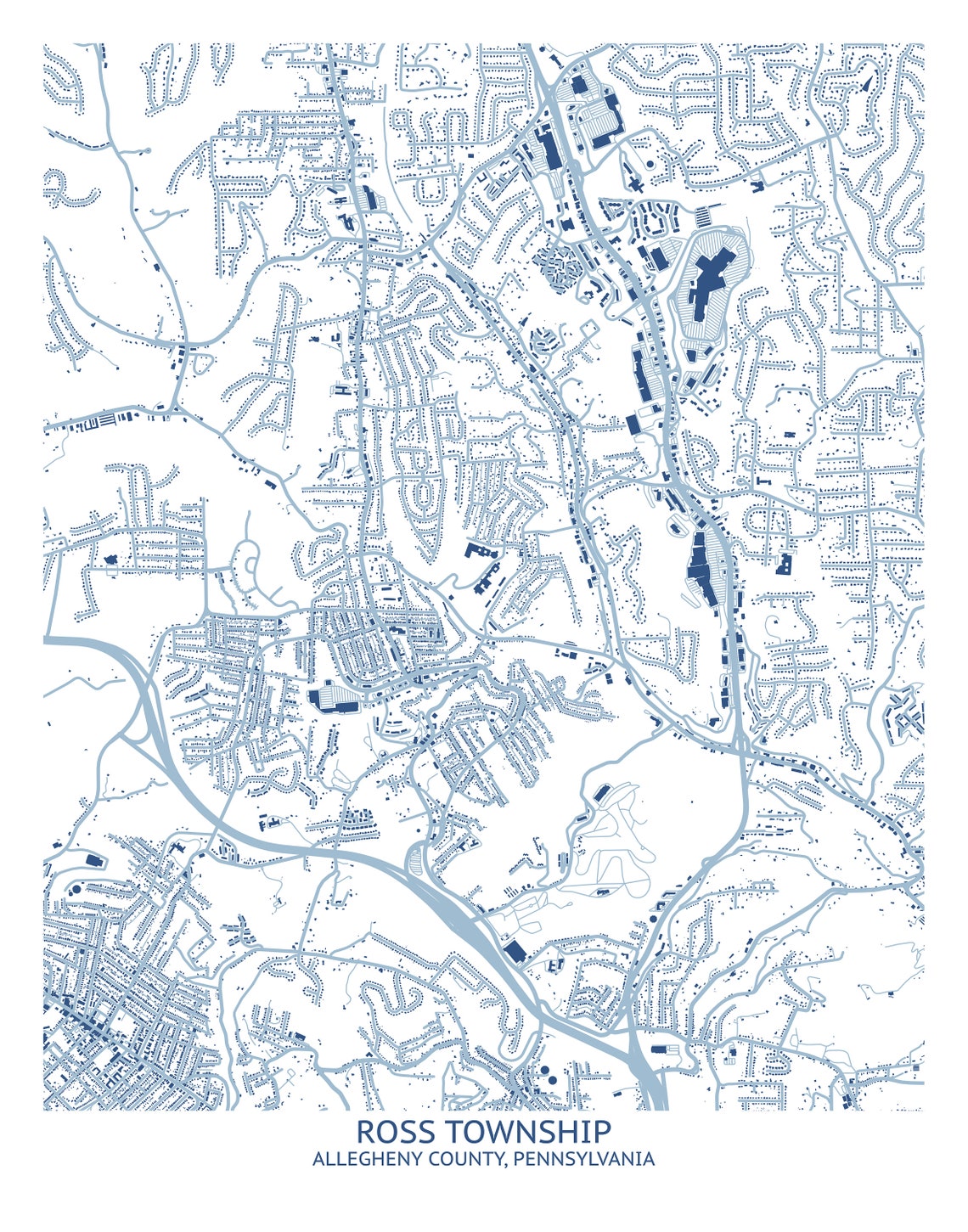 Ross Township PA Map Pittsburgh Map Company - Etsy
