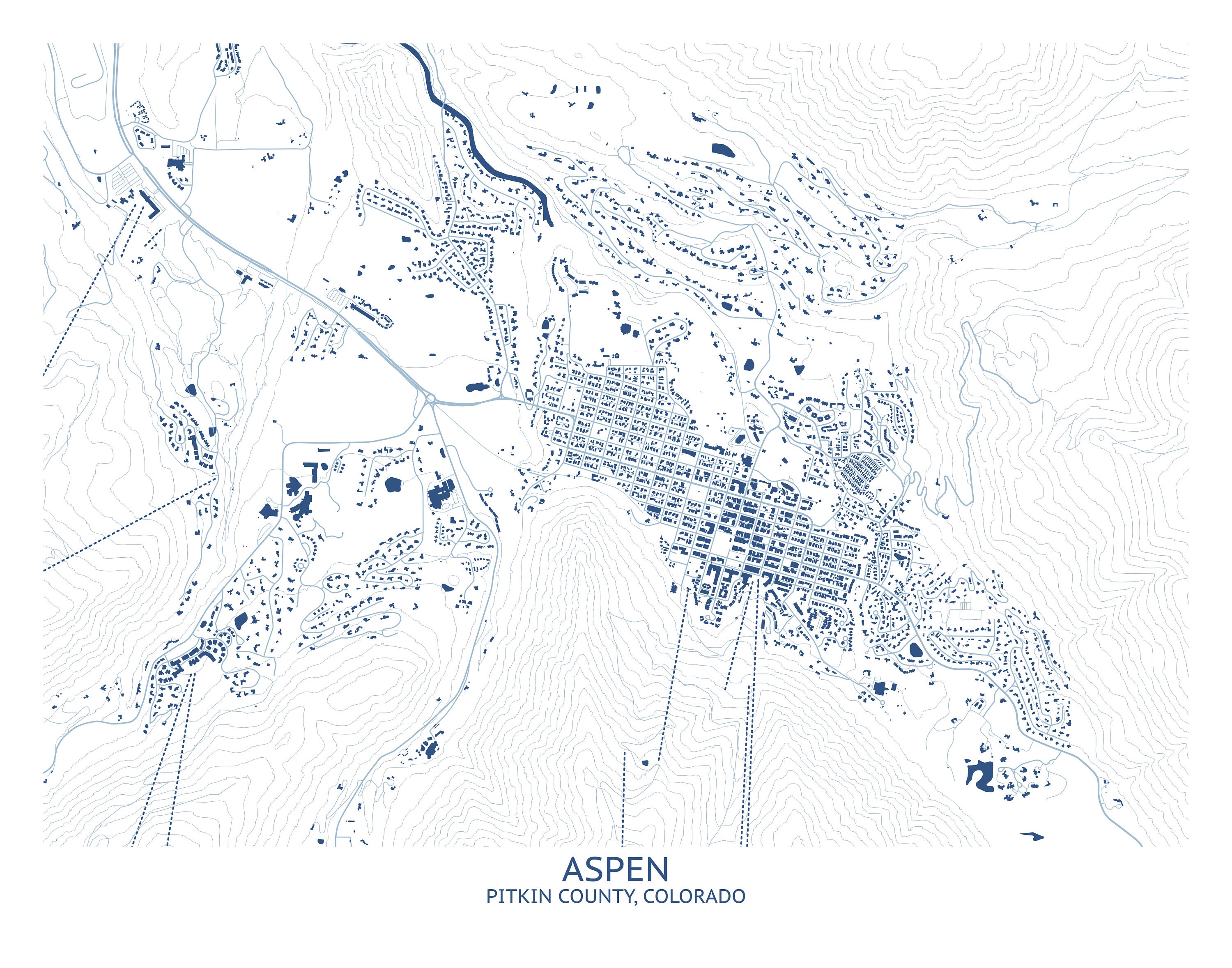 Aspen Colorado Map - Pittsburgh Map Company - Etsy