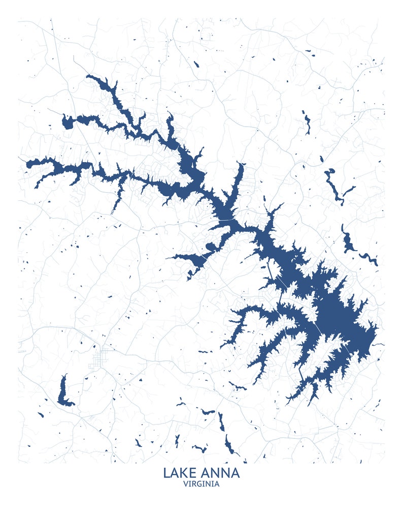 Lake Anna Virginia Map - Pittsburgh Map Company - Etsy
