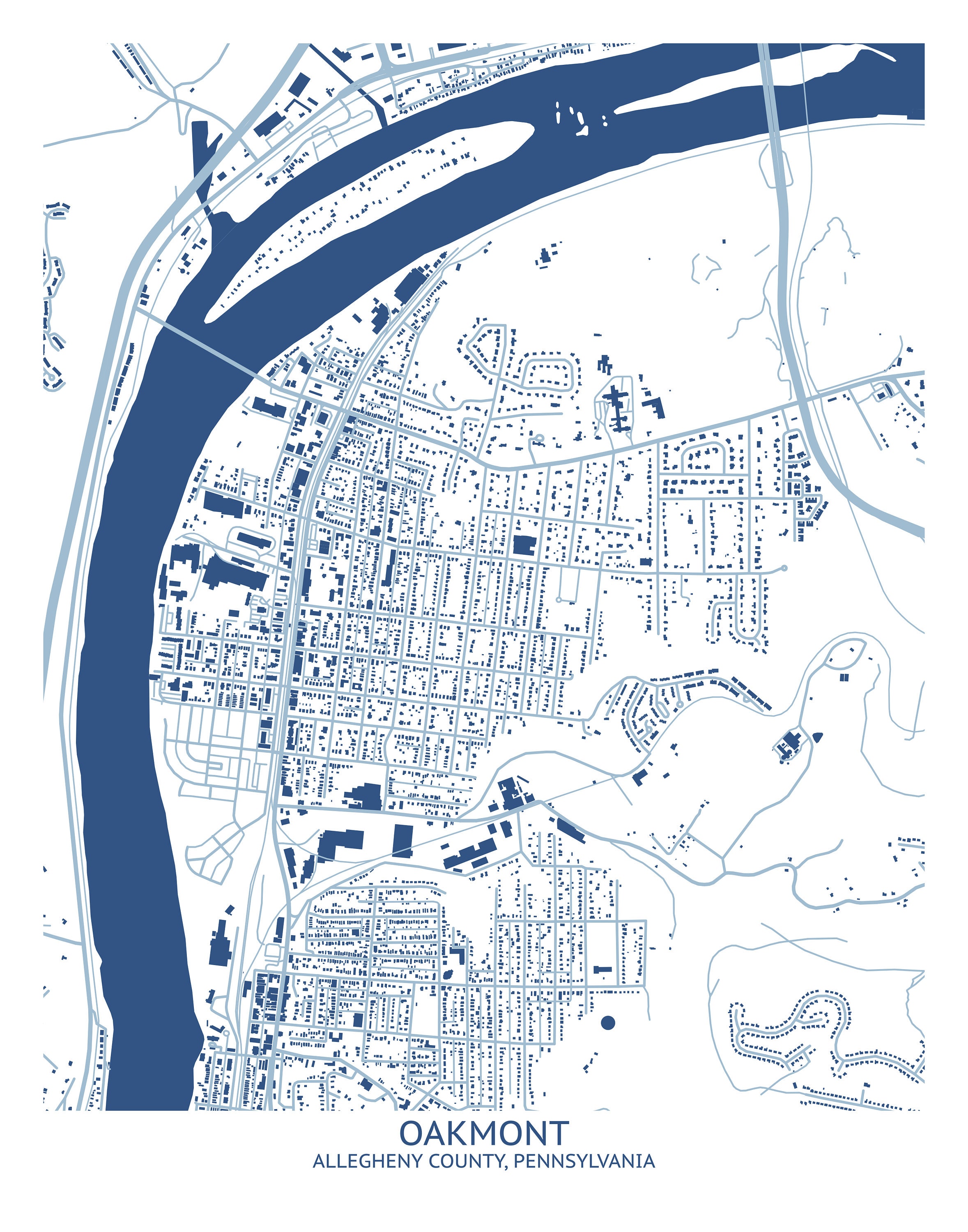 Oakmont PA Map Pittsburgh Map Company - Etsy