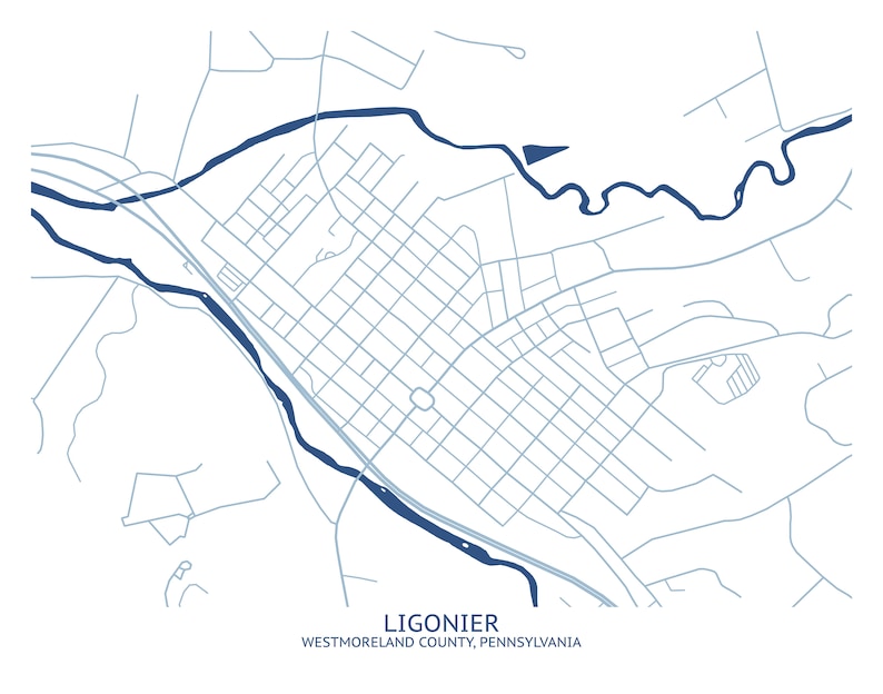 Ligonier PA Map - Pittsburgh Map Company - Etsy
