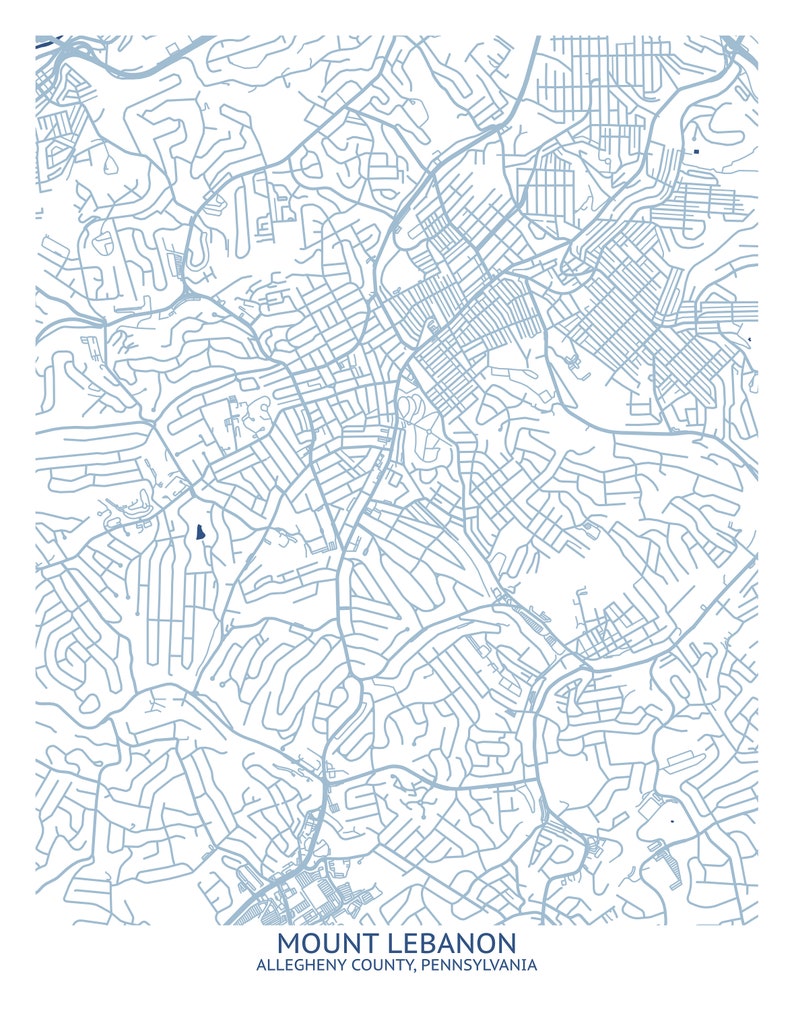 Mount Lebanon PA Map - Pittsburgh Map Company - Etsy