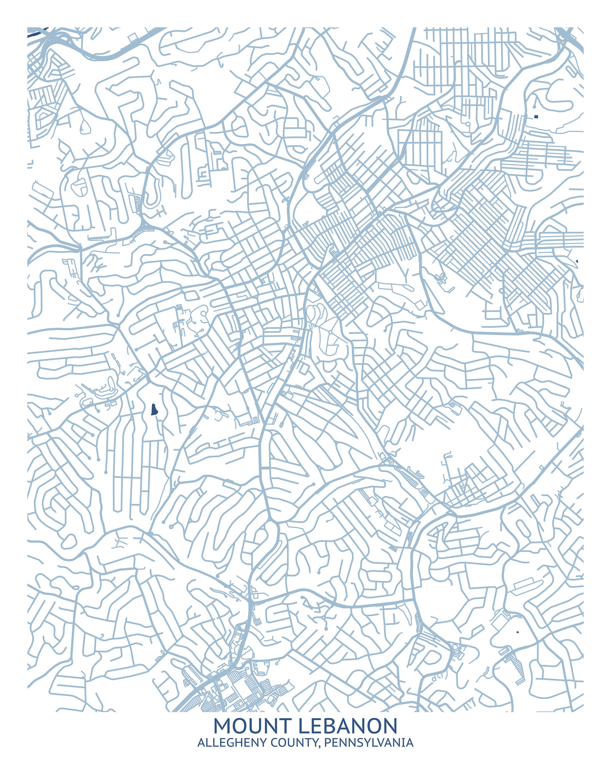 Mount Lebanon PA Map - Pittsburgh Map Company - Etsy