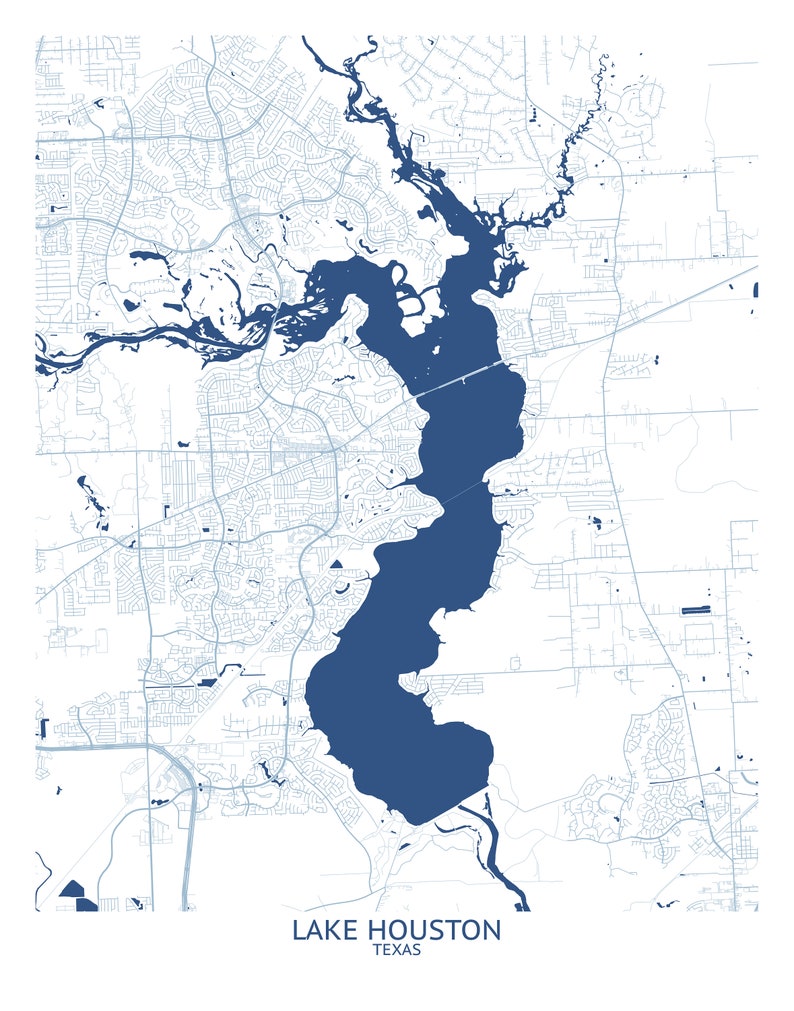Lake Houston Texas Map - Pittsburgh Map Company - Etsy