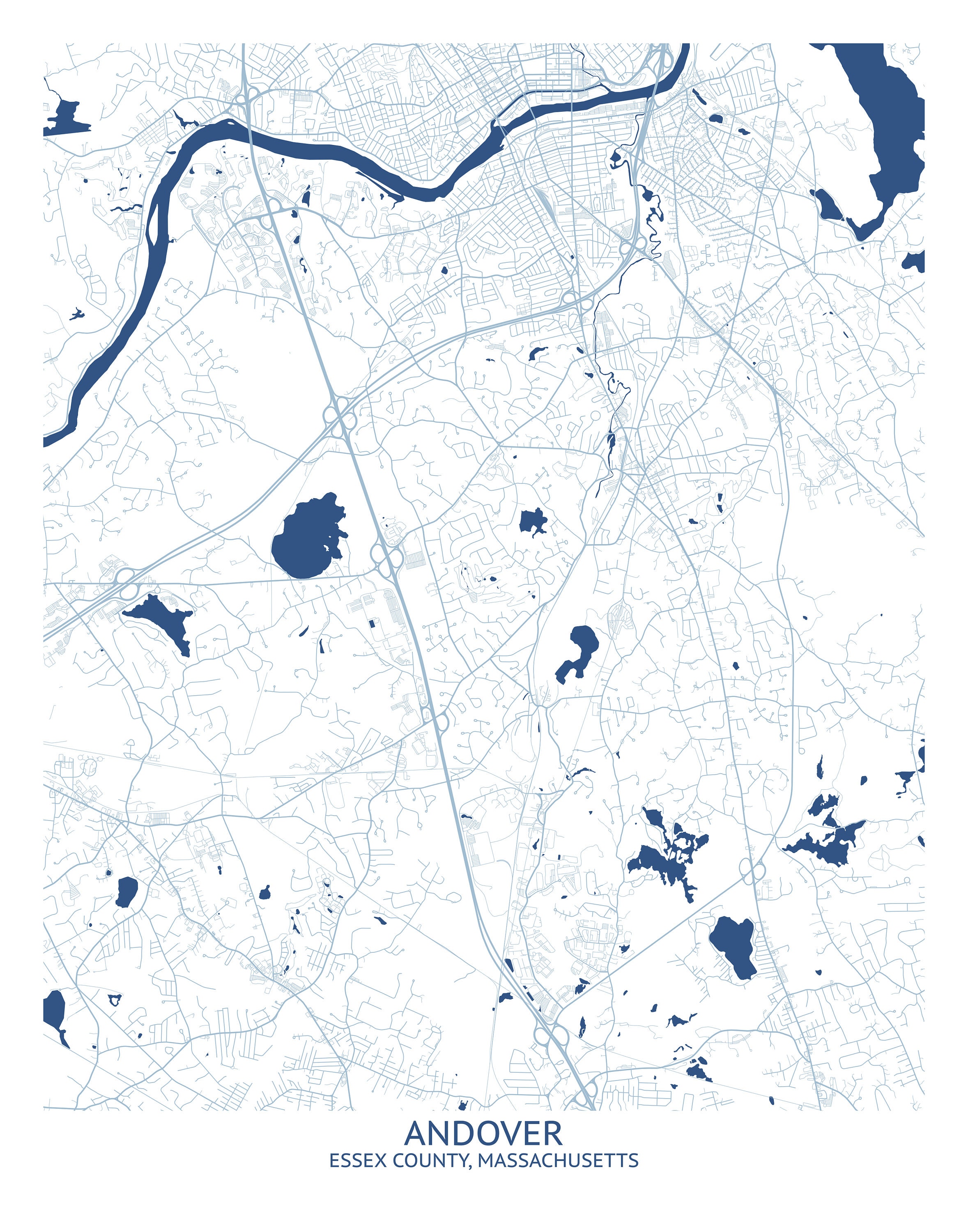 Andover MA Map Pittsburgh Map Company - Etsy Italia