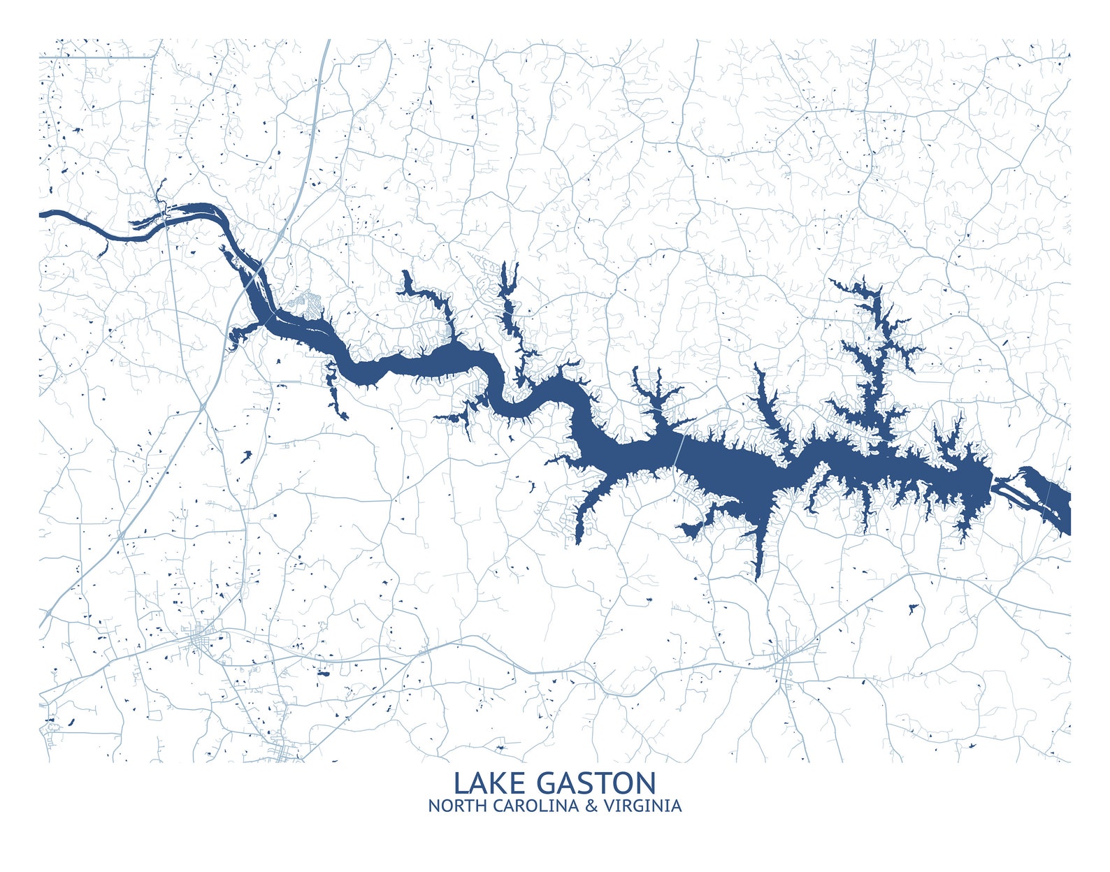 Lake Gaston North Carolina & Virginia Map Pittsburgh Map Company - Etsy