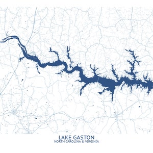 Lake Gaston North Carolina & Virginia Map - Pittsburgh Map Company - Etsy