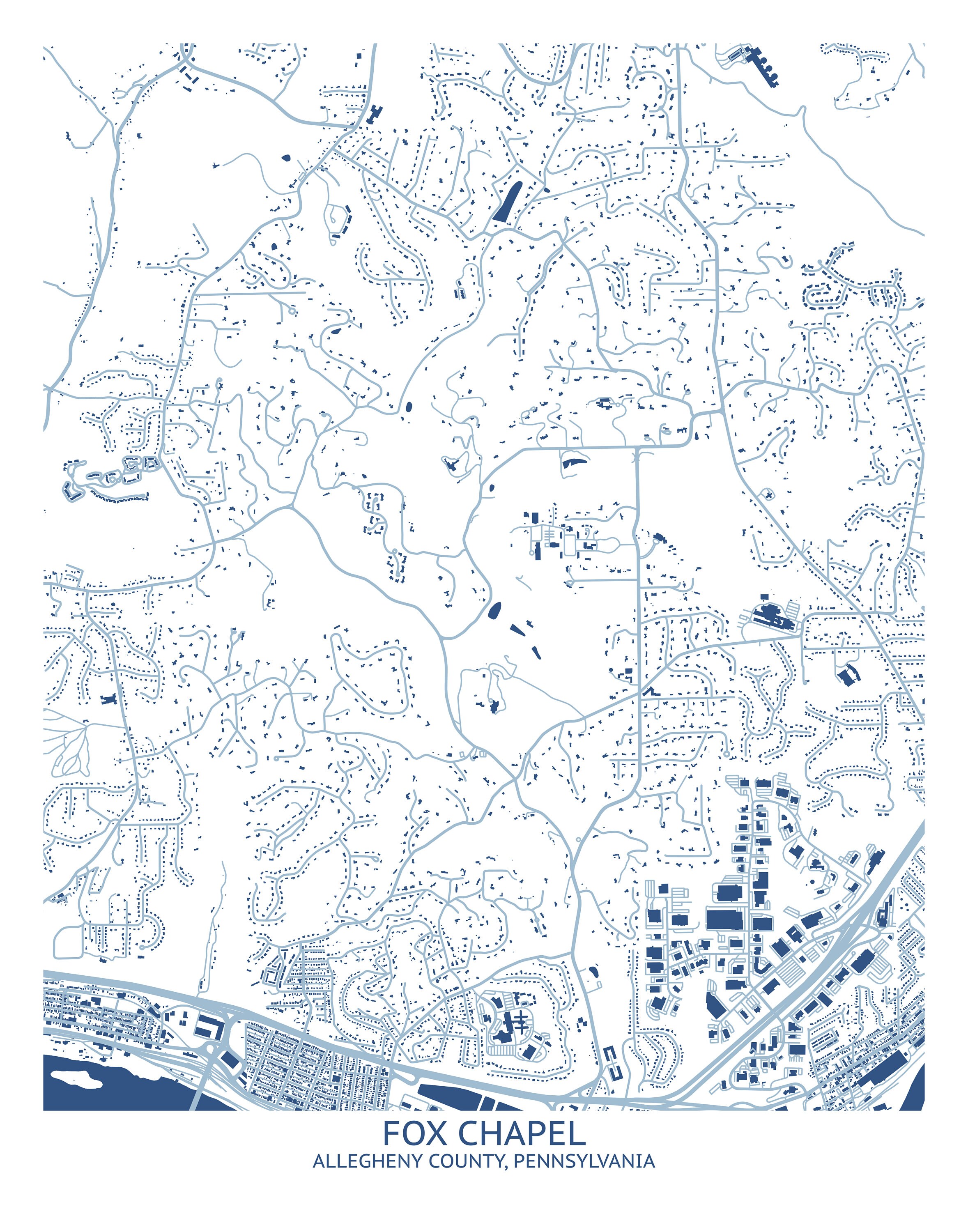 Fox Chapel PA Map - Pittsburgh Map Company - Etsy