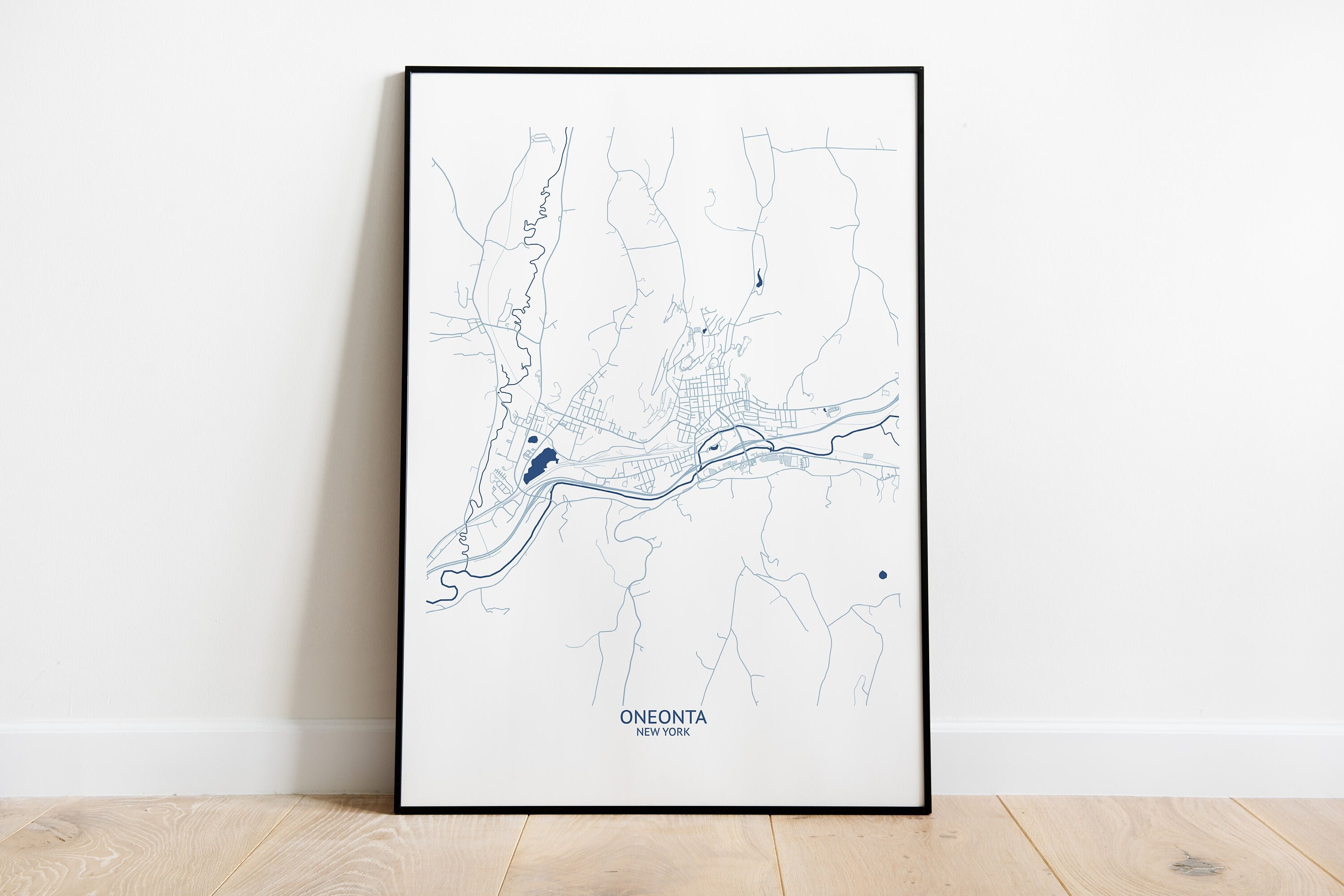 Oneonta New York Map - Pittsburgh Map Company - Etsy