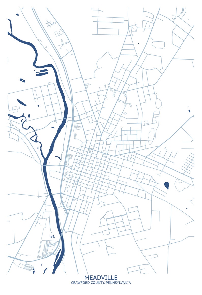 Meadville PA Map Pittsburgh Map Company - Etsy