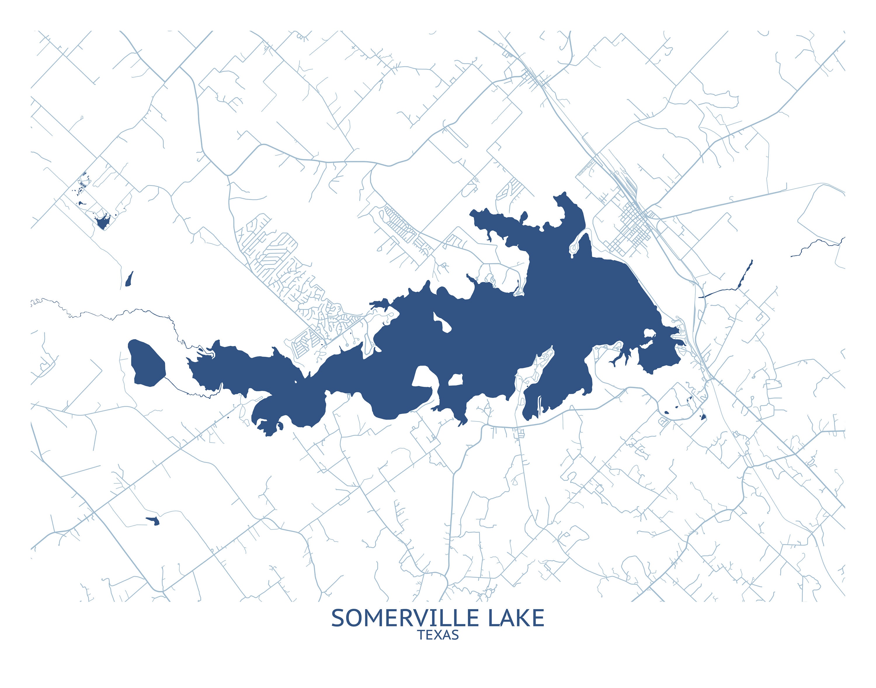 Somerville Lake Texas Map - Pittsburgh Map Company - Etsy