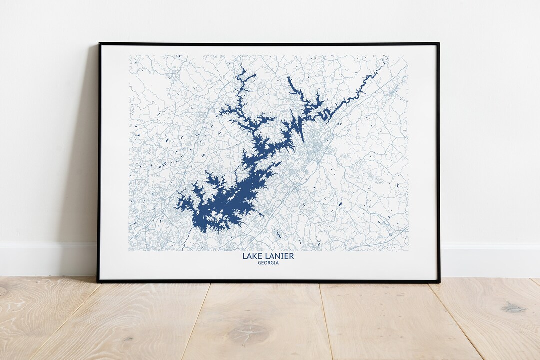 Lake Lanier Georgia Map - Pittsburgh Map Company - Etsy