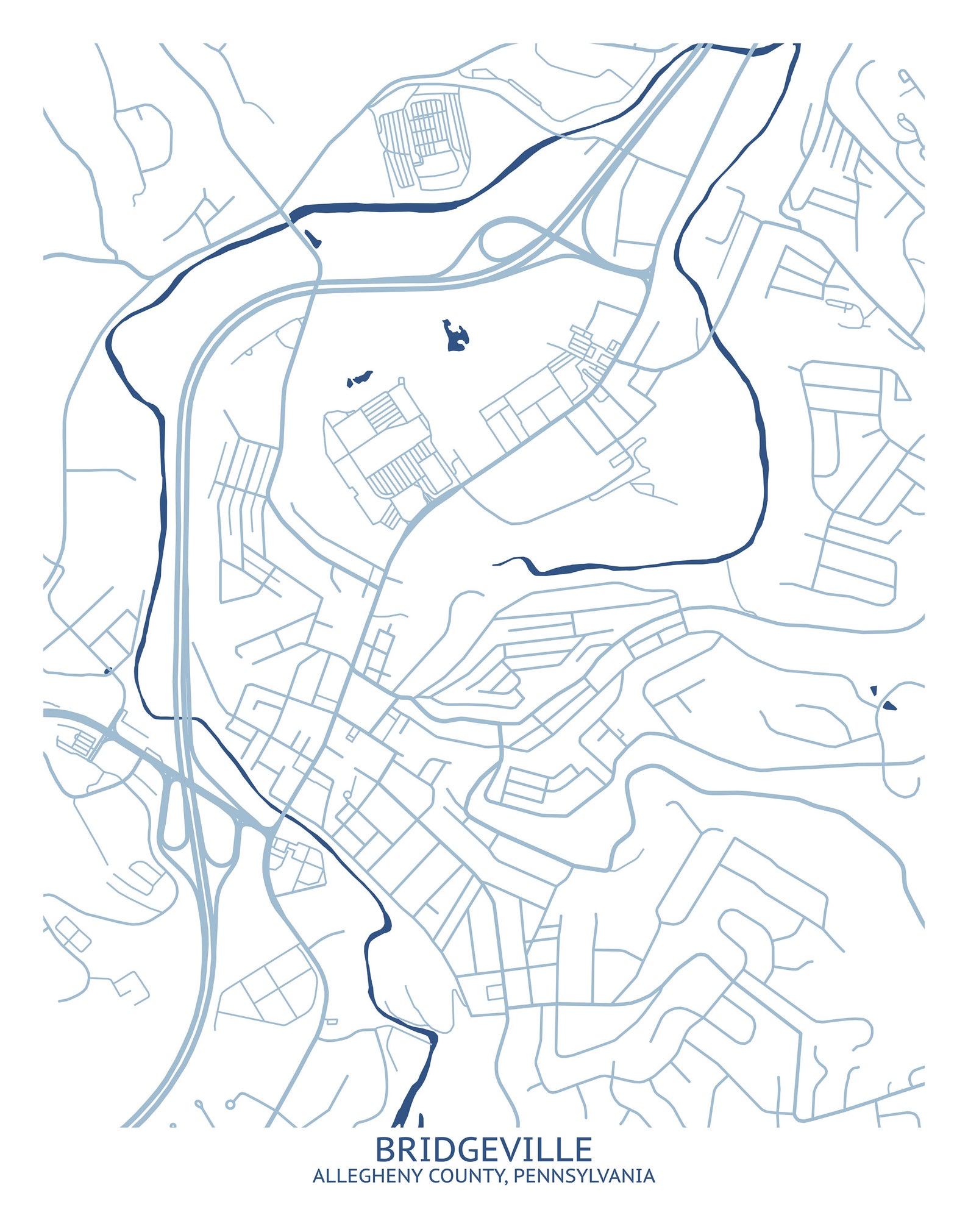 Bridgeville PA Map - Pittsburgh Map Company - Etsy 日本