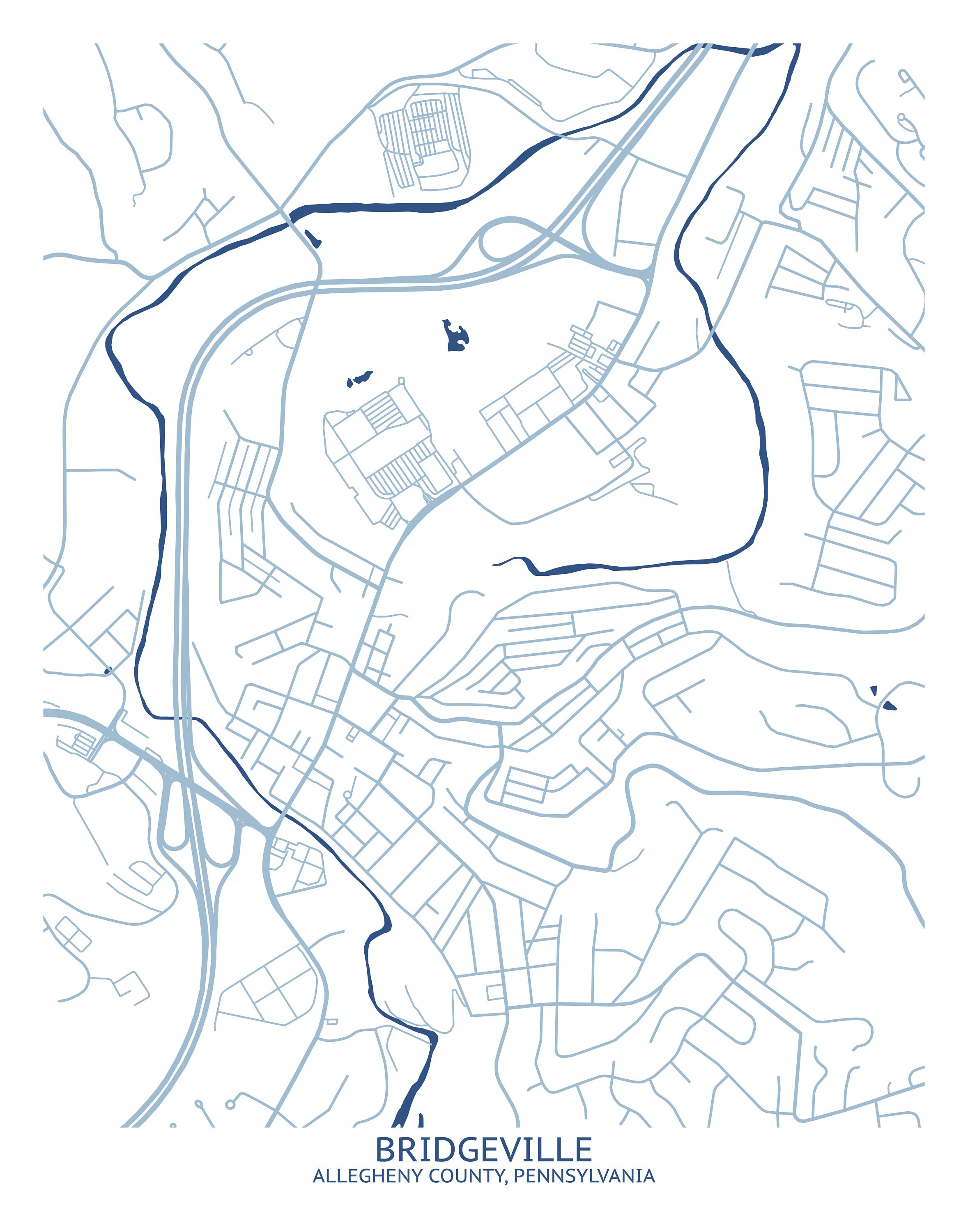 Bridgeville PA Map - Pittsburgh Map Company - Etsy