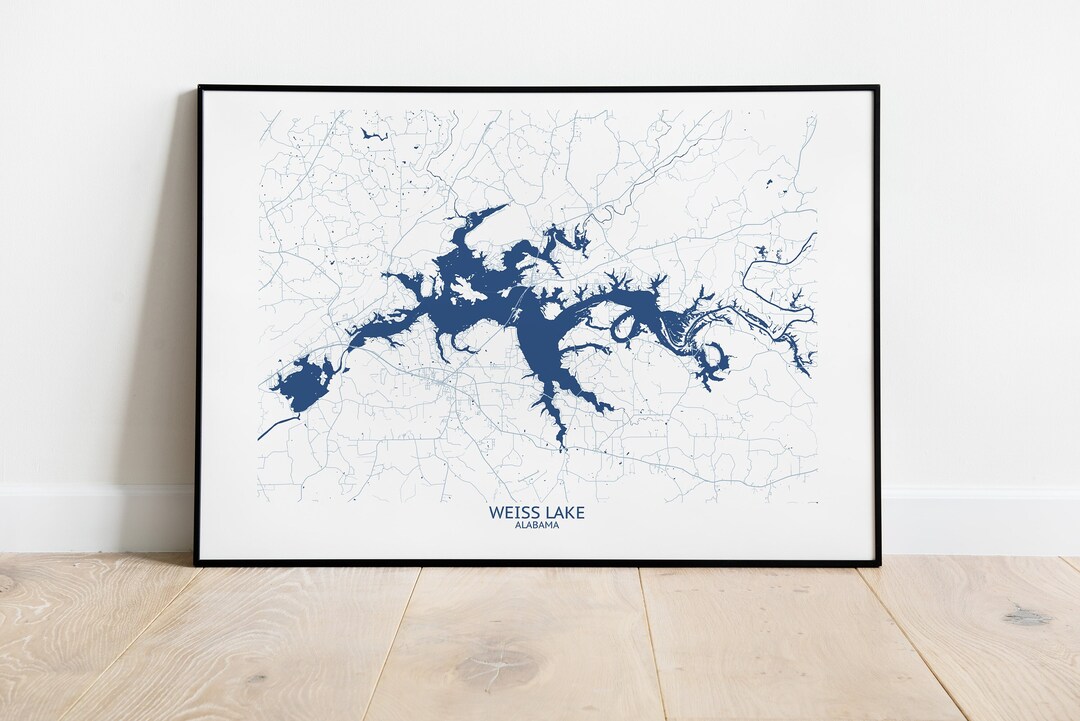 Weiss Lake Alabama Map - Pittsburgh Map Company - Etsy
