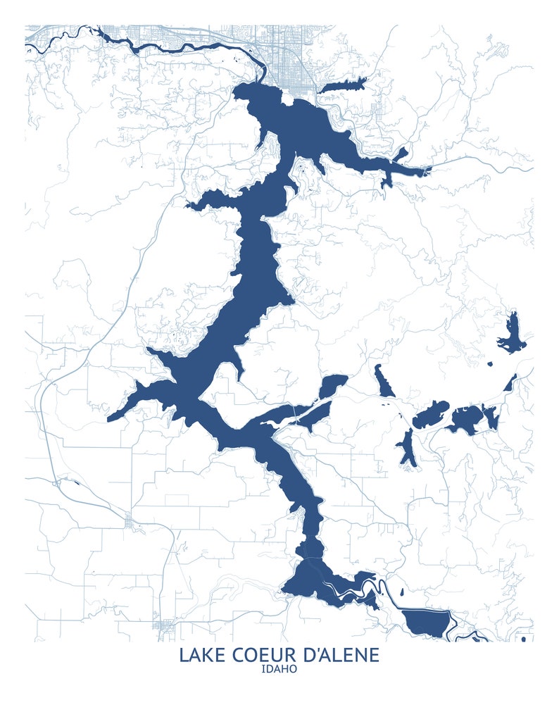 Lake Coeur D'alene Idaho Map - Pittsburgh Map Company - Etsy