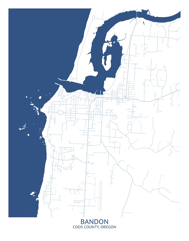 Bandon Oregon Map - Pittsburgh Map Company - Etsy