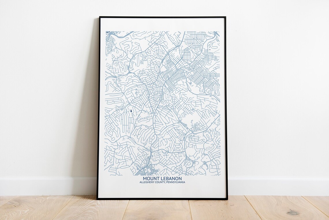 Mount Lebanon PA Map Pittsburgh Map Company - Etsy