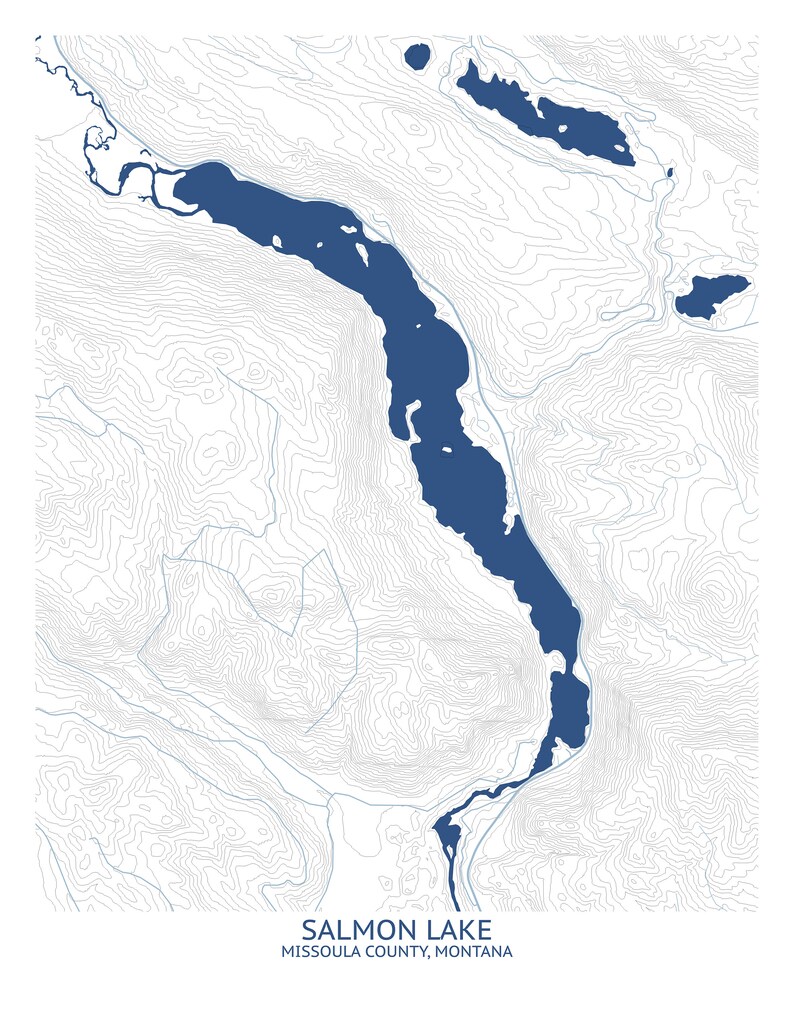 Salmon Lake Montana Map - Pittsburgh Map Company - Etsy