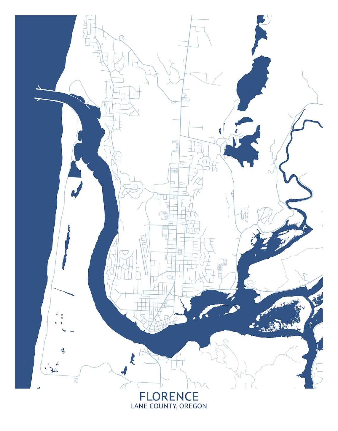 Florence Oregon Map Pittsburgh Map Company - Etsy.de