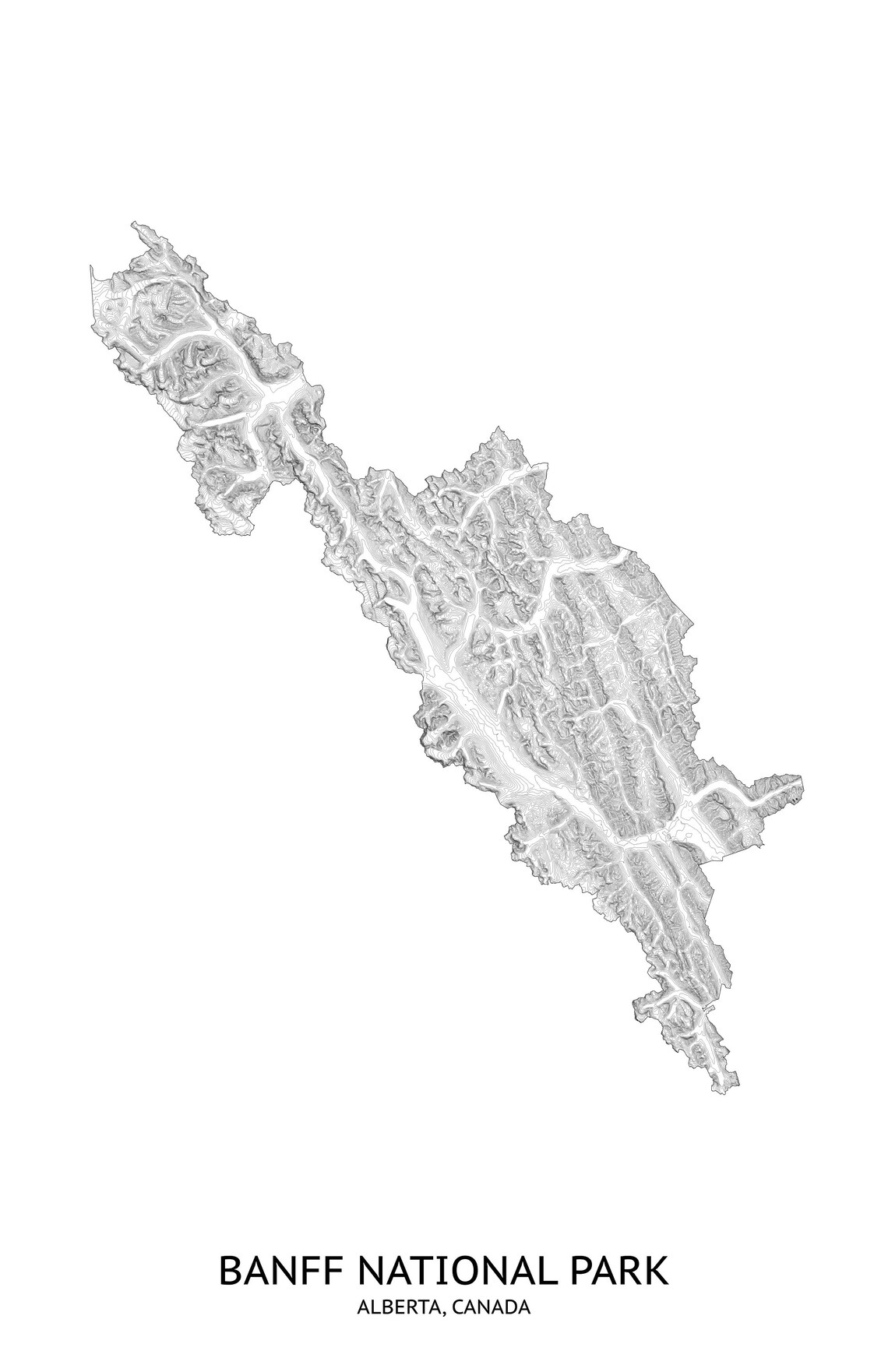 Banff National Park Elevation Map - Pittsburgh Map Company - Etsy