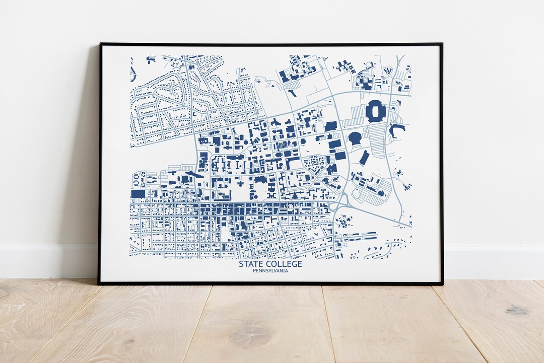 State College PA Map - Pittsburgh Map Company - Etsy