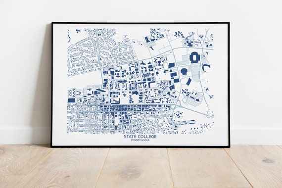 State College PA Map Pittsburgh Map Company - Etsy Israel