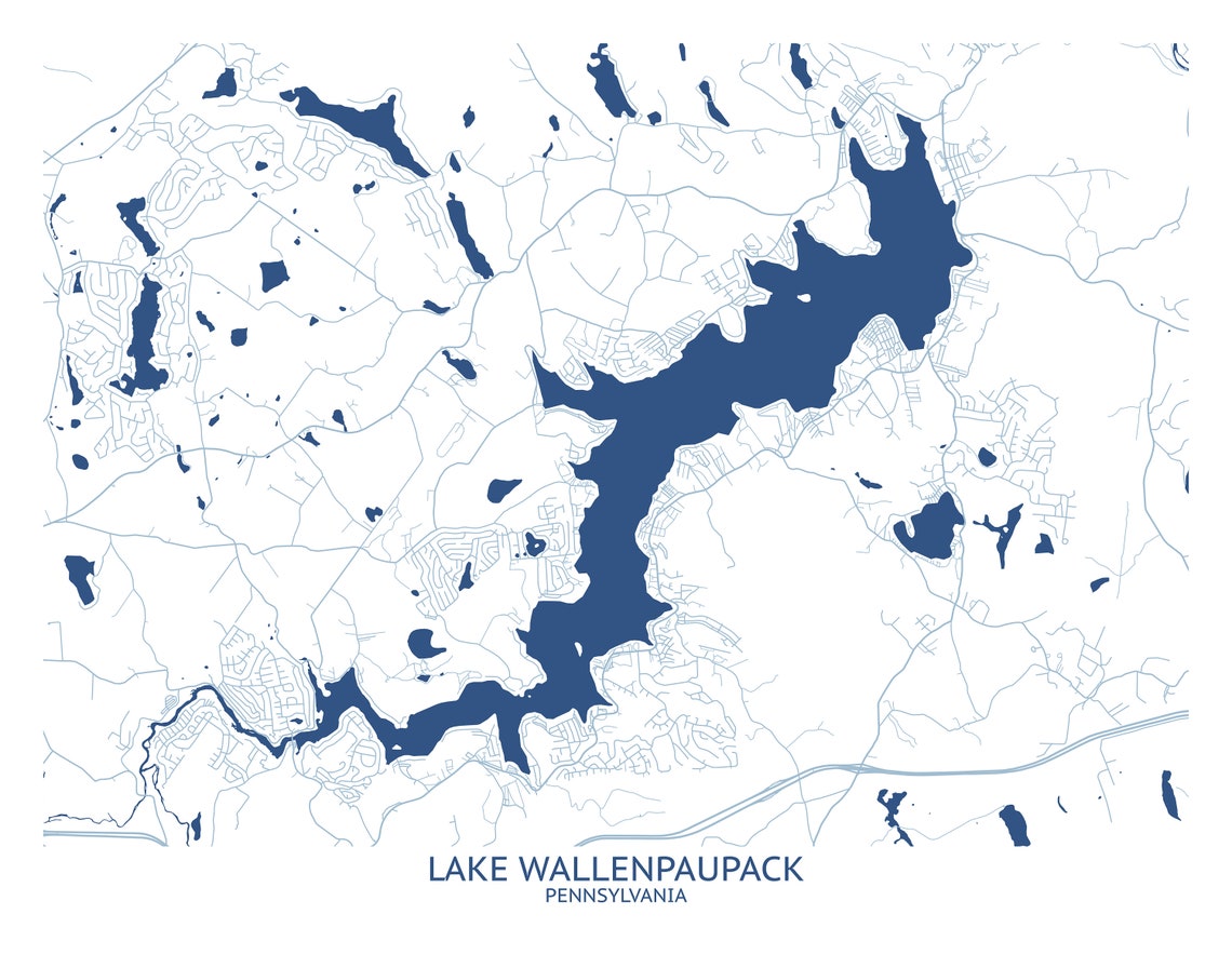 Lake Wallenpaupack PA Map Pittsburgh Map Company - Etsy