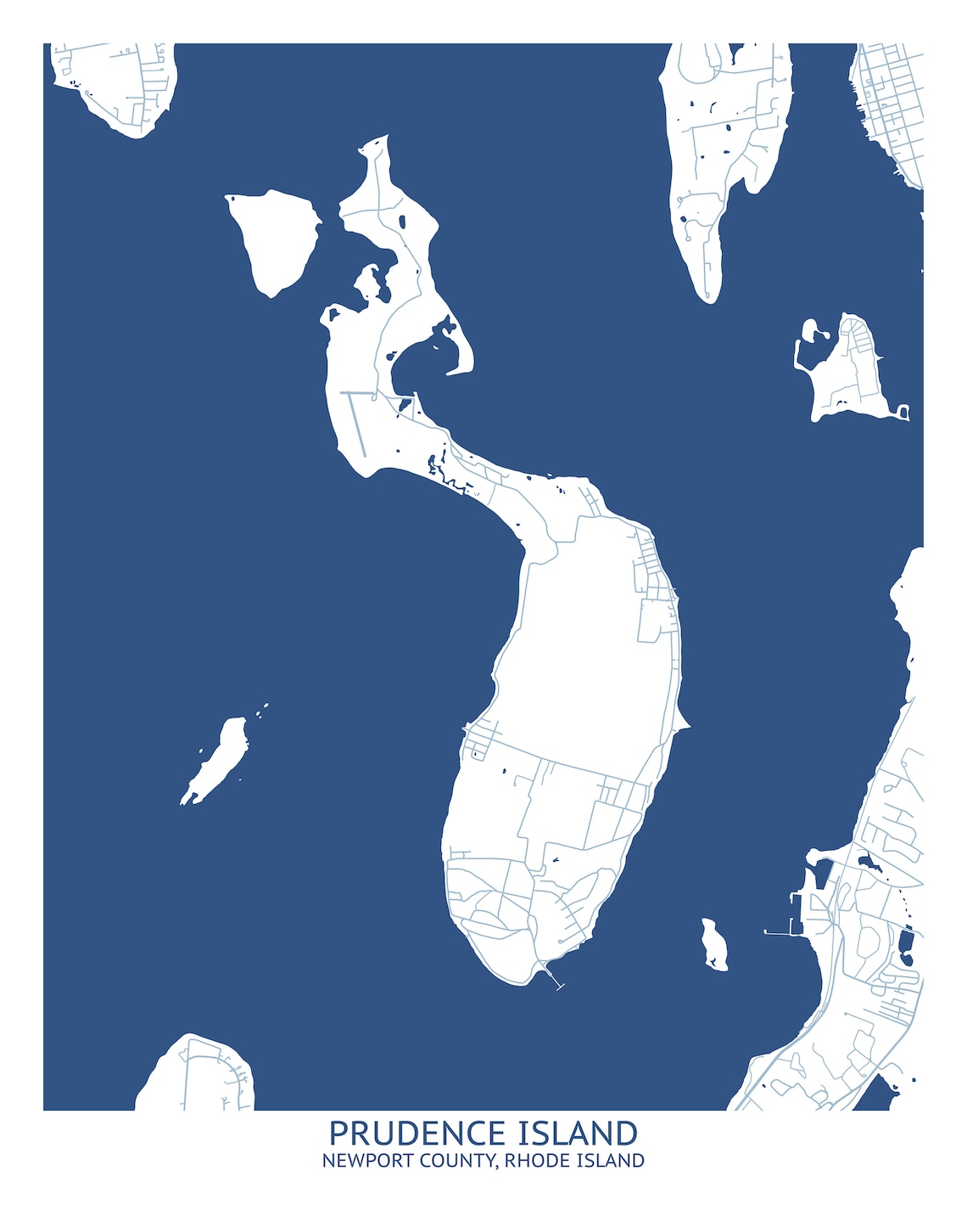 Prudence Island Rhode Island Map Pittsburgh Map Company - Etsy