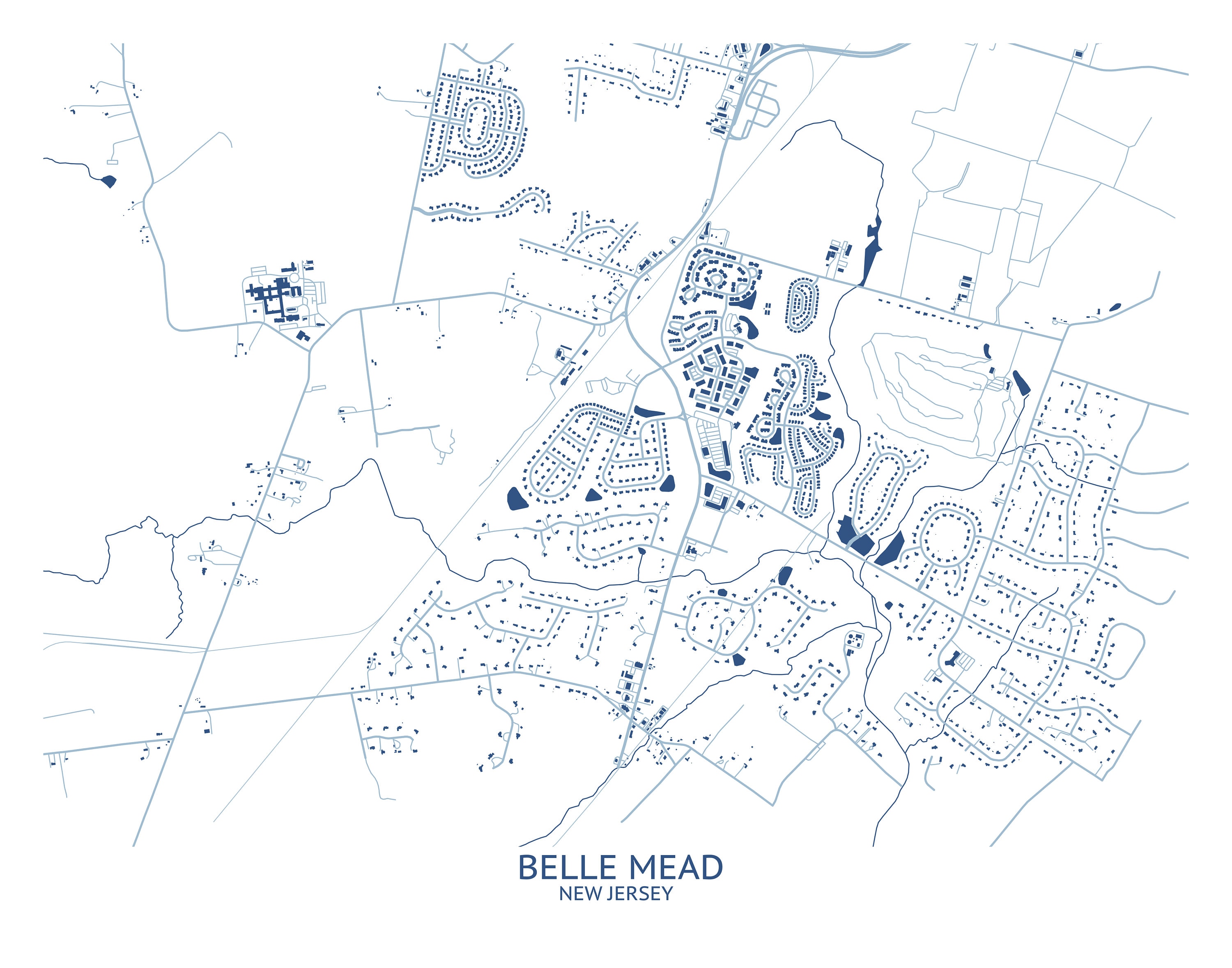 Belle Mead New Jersey Map Pittsburgh Map Company - Etsy UK