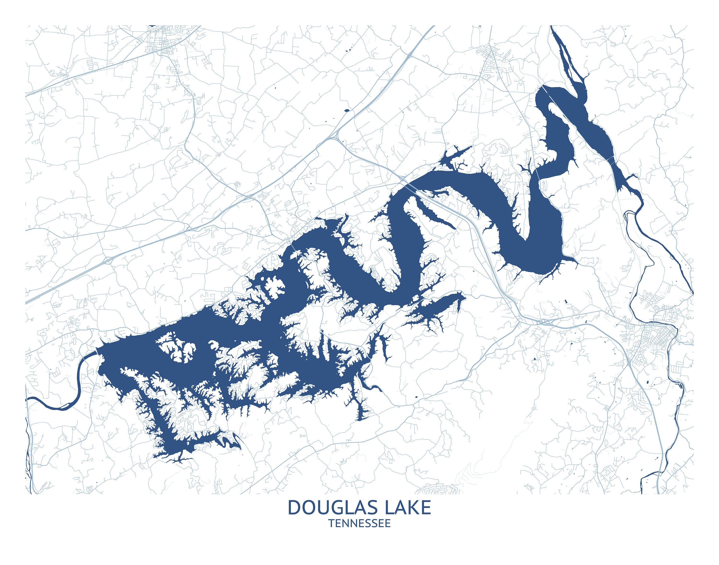 Douglas Lake Tennessee Map - Pittsburgh Map Company - Etsy