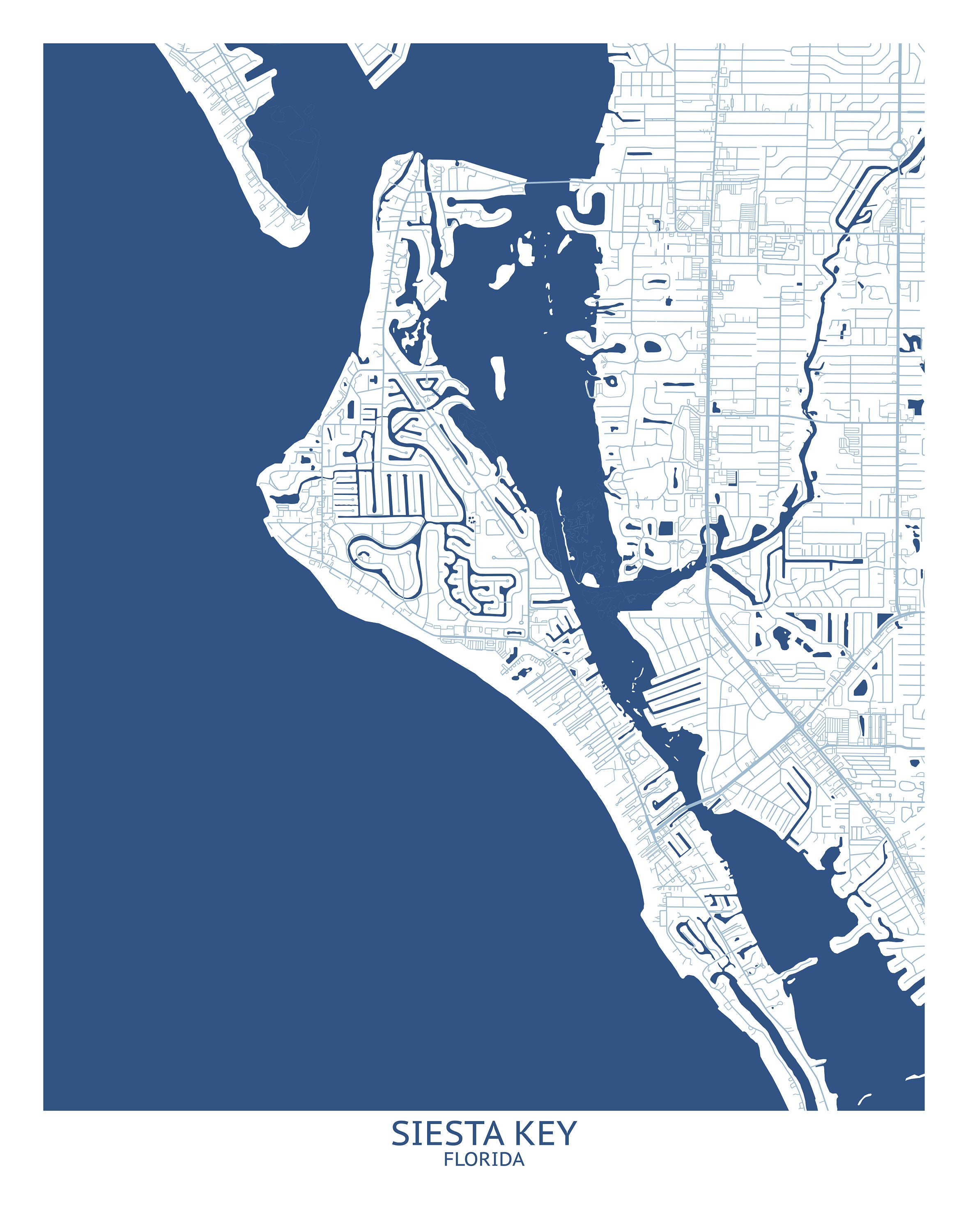 Siesta Key Florida Map - Pittsburgh Map Company - Etsy
