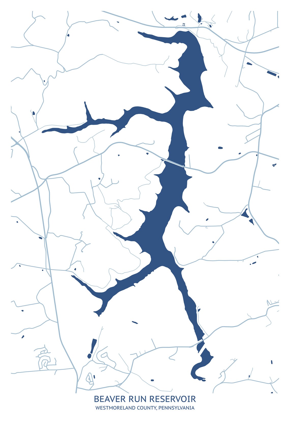 Beaver Run Reservoir Map Pittsburgh Map Company | Etsy