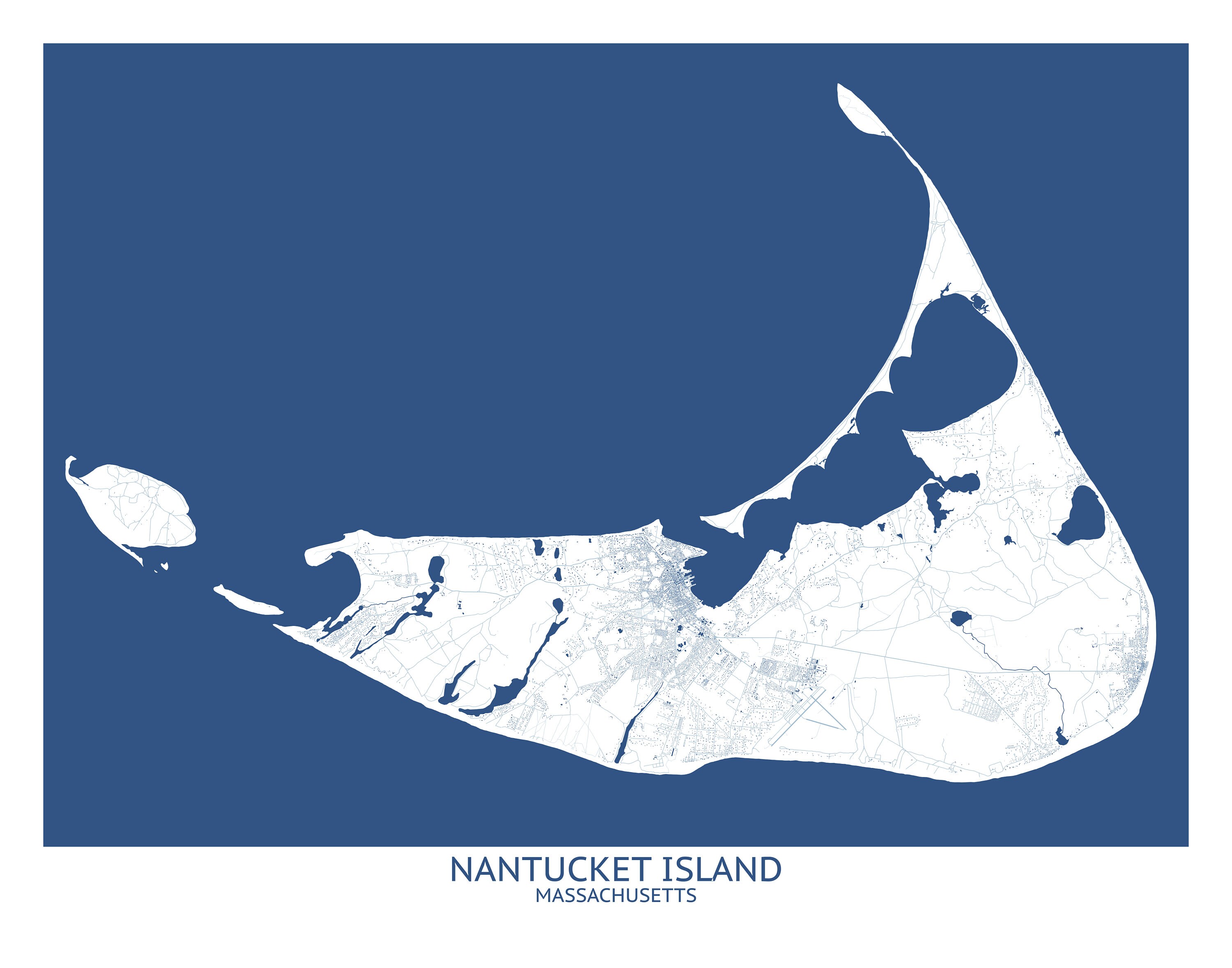 Nantucket Island MA Map Pittsburgh Map Company - Etsy.de