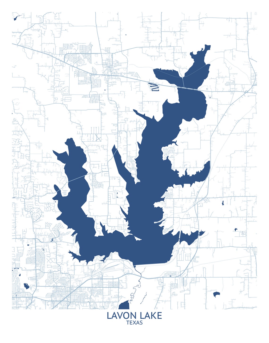 Lavon Lake Texas Map - Pittsburgh Map Company - Etsy