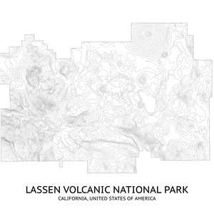 Lassen Volcanic National Park Elevation Map - Pittsburgh Map Company - Etsy
