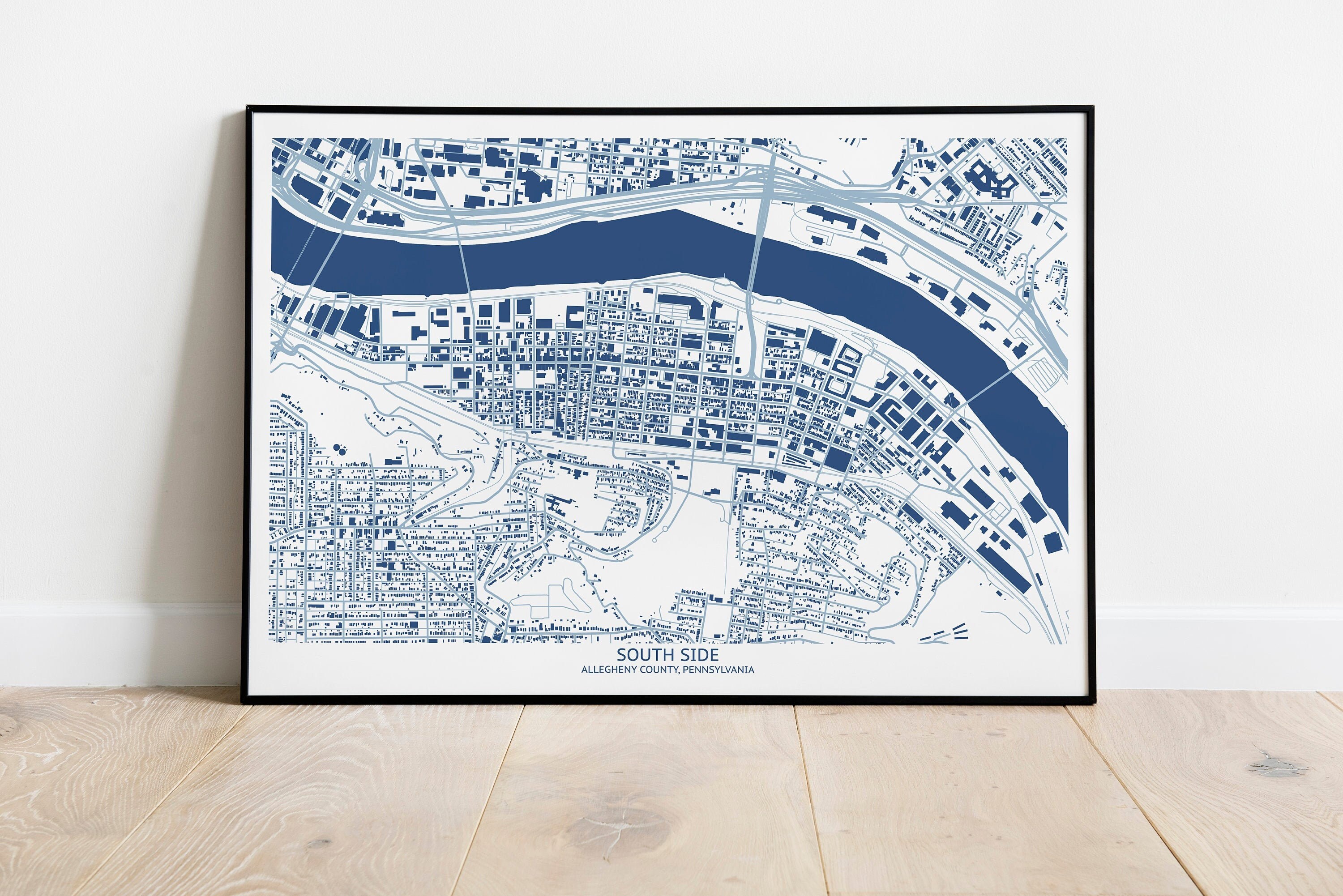 South Side Pittsburgh PA Map Pittsburgh Map Company | Etsy