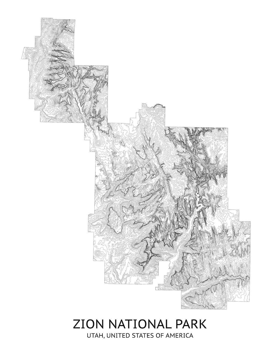 Zion National Park Elevation Map Pittsburgh Map Company - Etsy