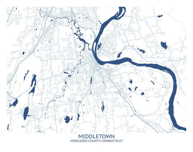 Middletown Connecticut Map - Pittsburgh Map Company - Etsy