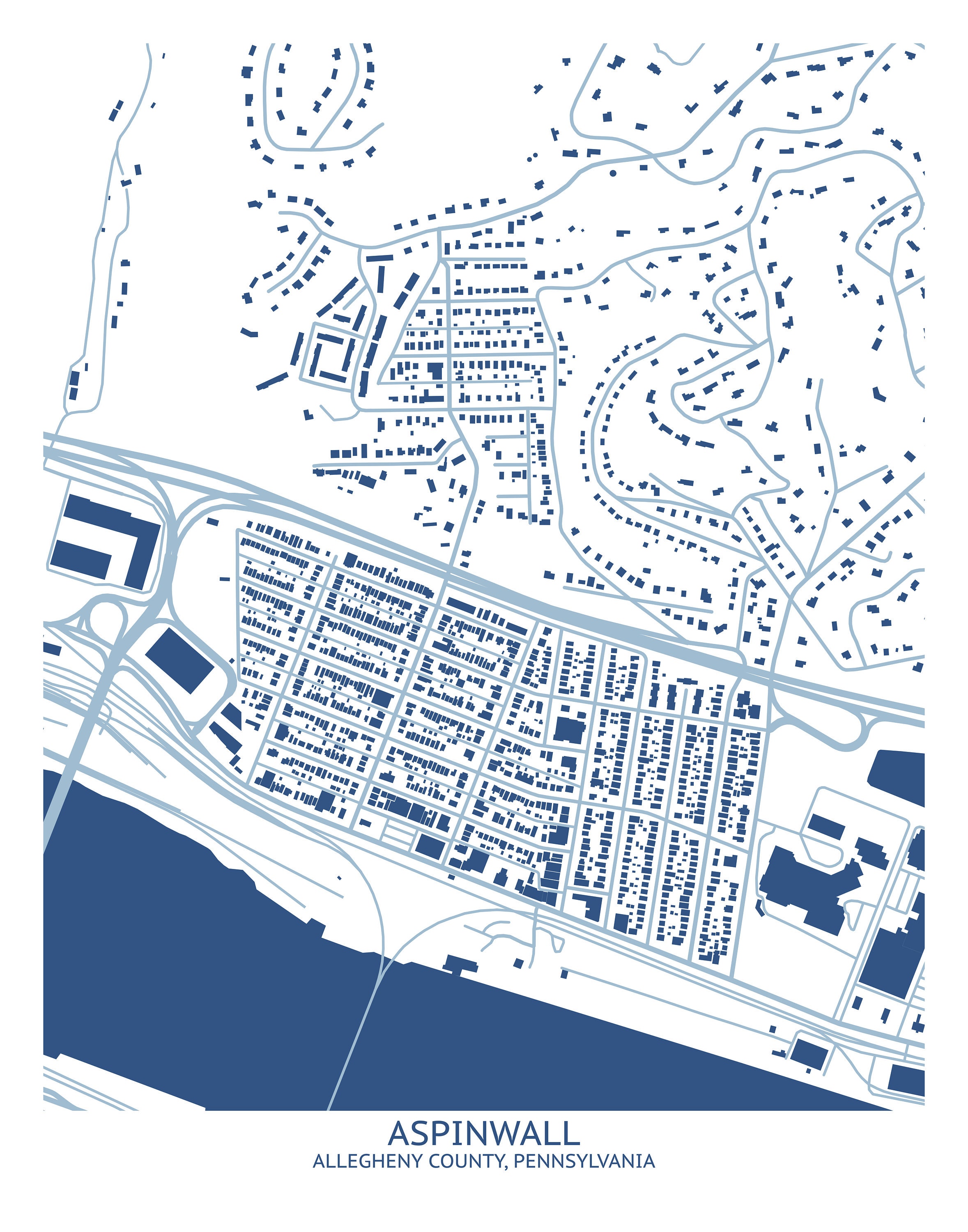 Aspinwall PA Map Pittsburgh Map Company - Etsy Australia