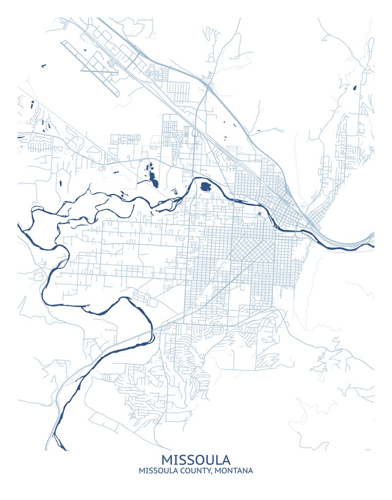 Missoula Montana Map - Pittsburgh Map Company - Etsy