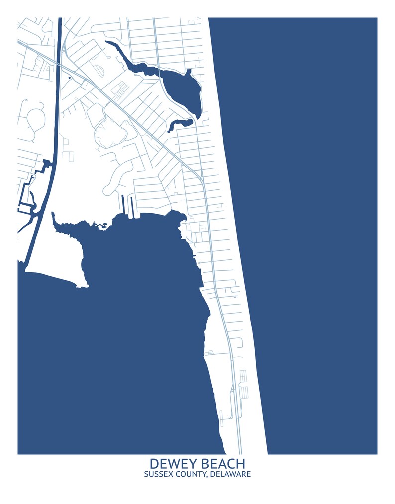 Dewey Beach Delaware Map Pittsburgh Map Company - Etsy
