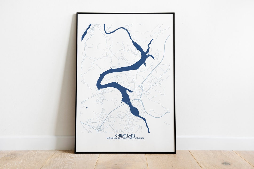 Cheat Lake West Virginia Map - Pittsburgh Map Company - Etsy