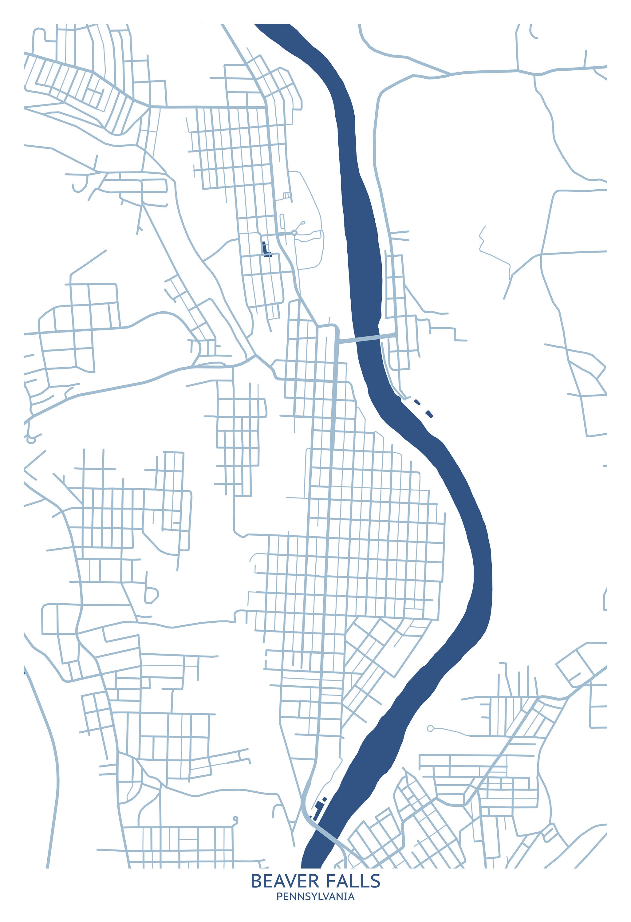Beaver Falls PA Map Pittsburgh Map Company - Etsy UK