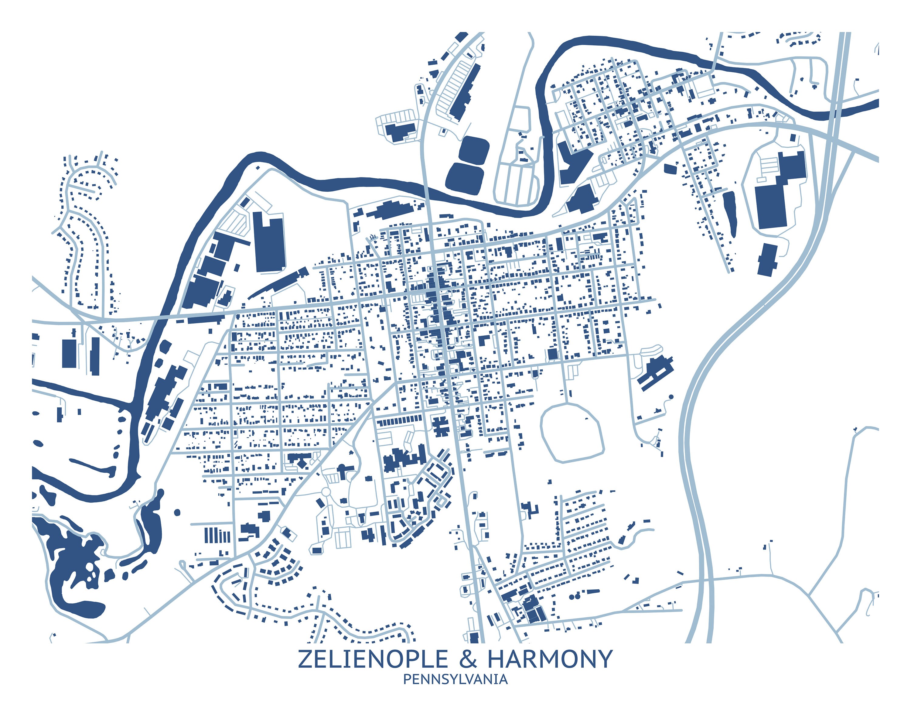 Zelienople PA Map - Pittsburgh Map Company - Etsy