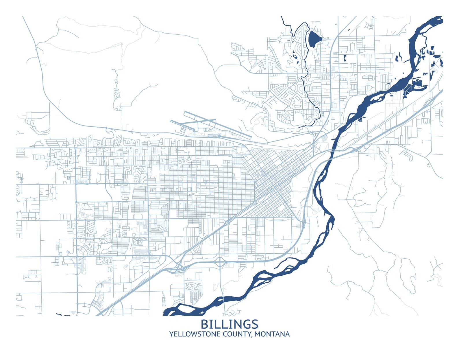 Billings Montana Map Pittsburgh Map Company - Etsy